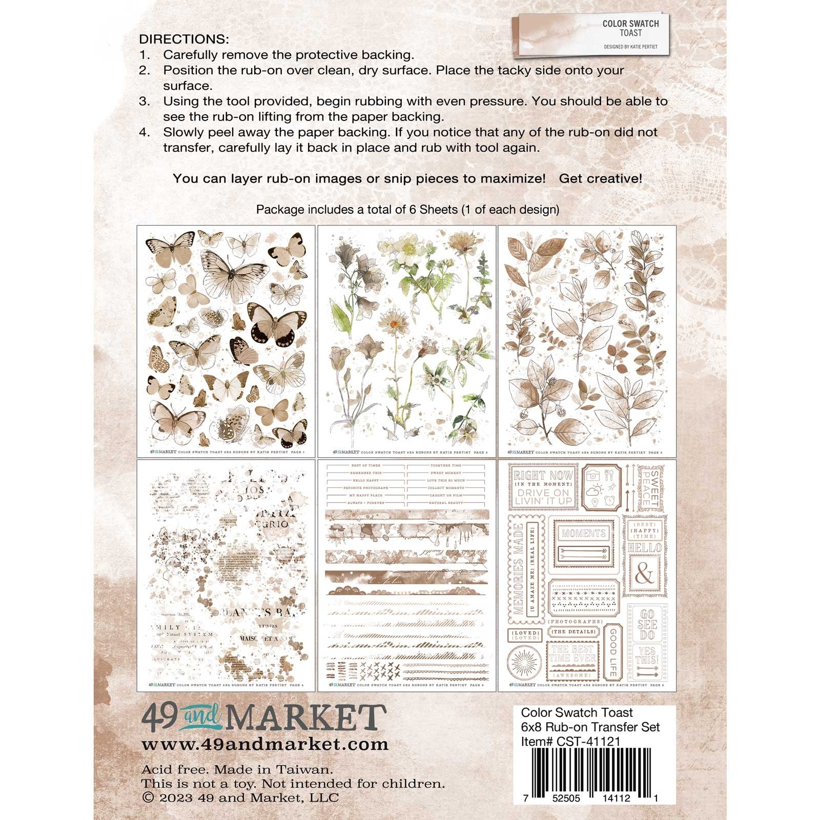 Rub-ons - 6x8 - Color Swatch - Toast - 49 And Market