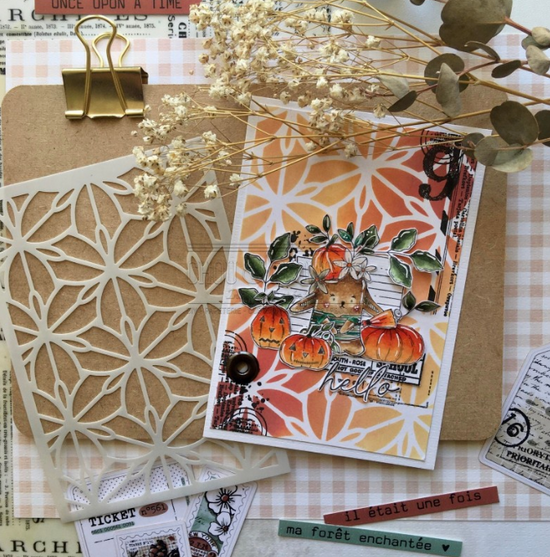 Stencil 4x6 Inch - FEUILLE 1 - Chou and Flowers - Messy Papercrafts