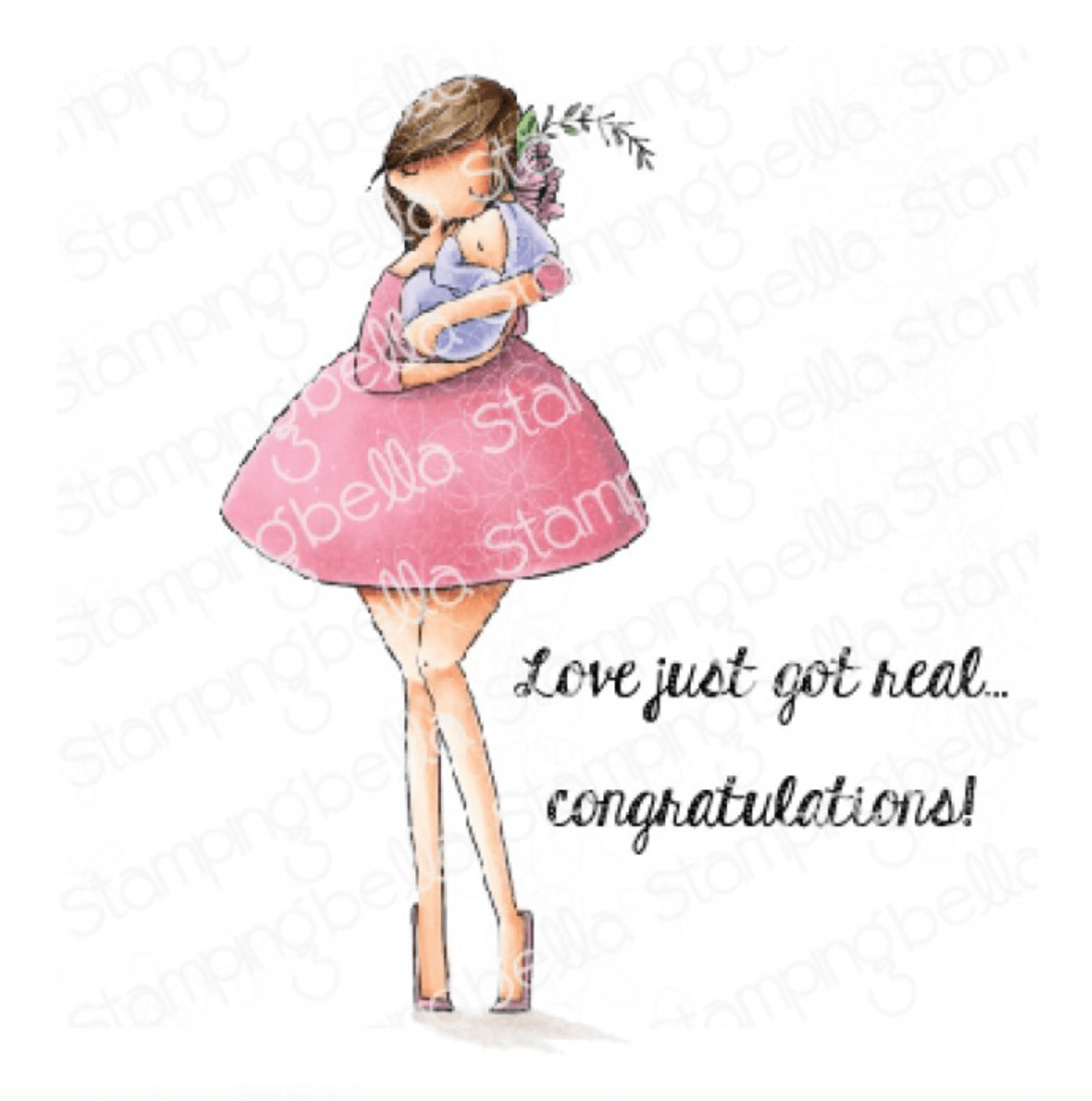 Stamping Bella Rubber Stamp Curvy Girl With A Newborn