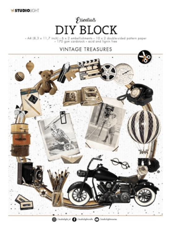 Studio Light - DIY Block "Vintage Treasures" - A4 - Essentials Nr.19
